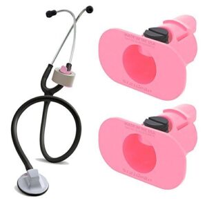 statgear s3 stethoscope tape holder - medical items for nurses, paramedics, emt, ems - pack of 2 (pink)