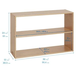 ECR4Kids Streamline 2-Shelf Storage Cabinet, 24in High, Double-Sided Display, Natural