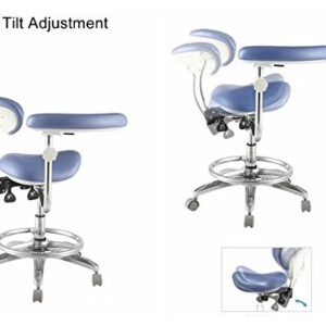 Deluxe Dental Saddle Chair Medical Stool Micro Fiber Leather High Density Height Adjust