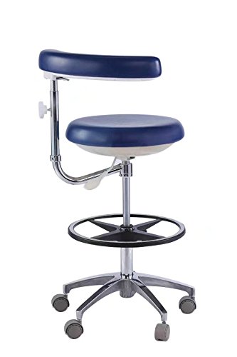 Aphrodite Dental Assistant Stool Nurse Chair Height Adjustable with Armrest PU Leather by Purple-Violet