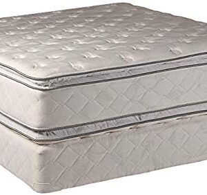 Dream Solutions Pillow Top Mattress and Box Spring Set (Full 54"x75"x12") Double-Sided Sleep System with Enhanced Cushion Support- Fully Assembled, Great for Your Back, Longlasting Comfort White