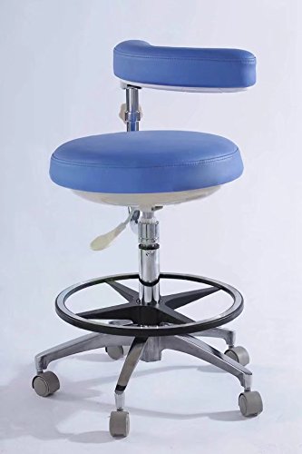 Dental Assistant Stool Nurse Chair Height Adjustable with Armrest Micro Fiber Leather