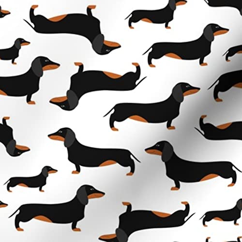 Spoonflower Fabric - Black Dachshunds Dog Dachshund German Pet Puppy Wiener Retro Printed on Minky Fabric by The Yard - Sewing Baby Blankets Quilt Backing Plush