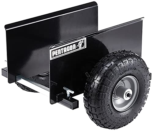 Drywall Cart - Lumber, Wood Paneling, and Plywood Carrier Holds up to 600lbs - Door Dolly with 10-inch Inflatable Wheels by Pentagon Tools (Black)