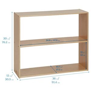 ECR4Kids Streamline 2-Shelf Double-Sided Storage Cabinet, 30in, Classroom Storage, Natural