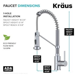 KRAUS Bolden Commercial Style 2-Function Single Handle Pull Down Kitchen Faucet in Chrome, KPF-1610CH (Pack of 1)