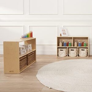 ECR4Kids Streamline 2-Shelf Storage Cabinet, 24in High, Double-Sided Display, Natural