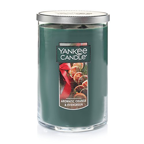 Yankee Candle Aromatic Orange & Evergreen Scented, Classic 22oz Large Tumbler 2-Wick Candle, Over 75 Hours of Burn Time