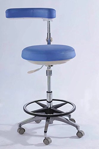 Dental Assistant Stool Nurse Chair Height Adjustable with Armrest Micro Fiber Leather