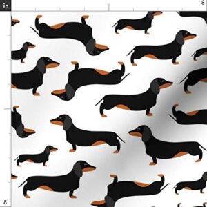 Spoonflower Fabric - Black Dachshunds Dog Dachshund German Pet Puppy Wiener Retro Printed on Minky Fabric by The Yard - Sewing Baby Blankets Quilt Backing Plush