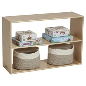 ECR4Kids Streamline 2-Shelf Storage Cabinet, 24in High, Double-Sided Display, Natural