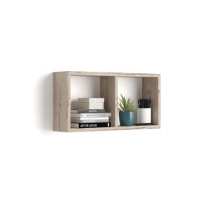 mobili fiver, wall-mounted cube shelf, first, oak, laminate-finished, wall mount shelves for kitchen and living room, italian furniture