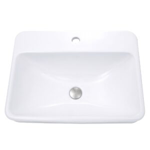 nantucket sinks di-2317-r1 1-hole rectangular drop-in ceramic vanity sink, 23"