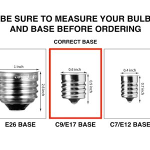 25 Pack Pure White C9 LED Replacement Bulbs Faceted Pure White LED Christmas Light Bulb 2 SMD LEDs in Each Bulb Fits E17 Socket Commercial Grade Indoor and Outdoor Use