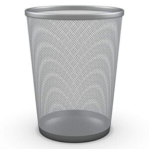 Zuvo Metal Wire Mesh Waste Basket Garbage Trash Can for Office Home Bedroom Height 10.1" Width 10", 4 Gallon (16 Quart) (2, Silver)