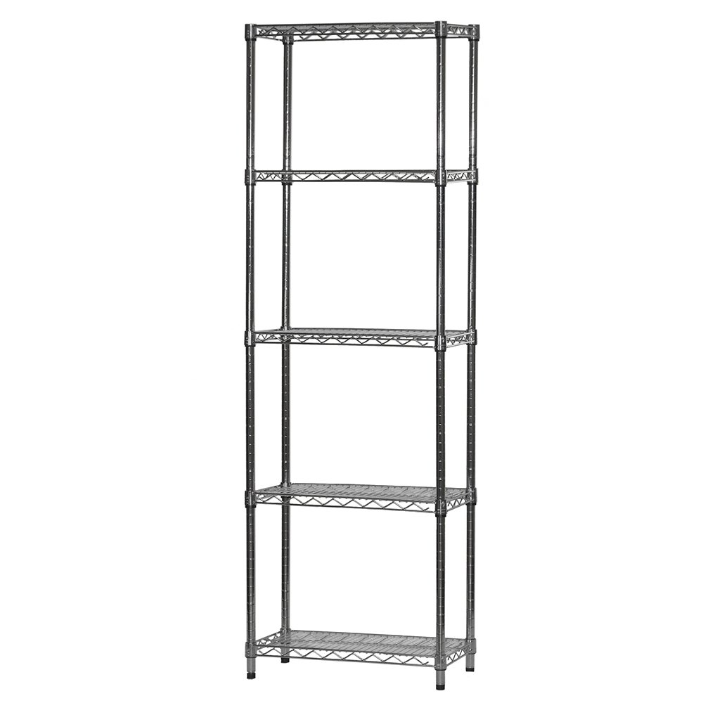 Shelving Inc. 12" d x 24" w x 72" h Chrome Wire Shelving with 5 Tier Shelves, Weight Capacity 800lbs Per Shelf