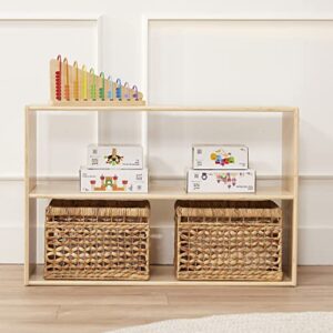 ECR4Kids Streamline 2-Shelf Storage Cabinet, 24in High, Double-Sided Display, Natural