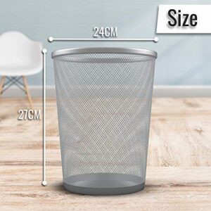 Zuvo Metal Wire Mesh Waste Basket Garbage Trash Can for Office Home Bedroom Height 10.1" Width 10", 4 Gallon (16 Quart) (2, Silver)