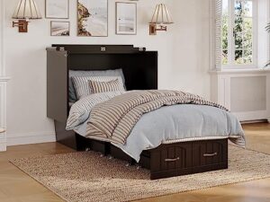 afi, nantucket twin murphy bed chest with mattress, storage drawer and built-in usb charger, espresso