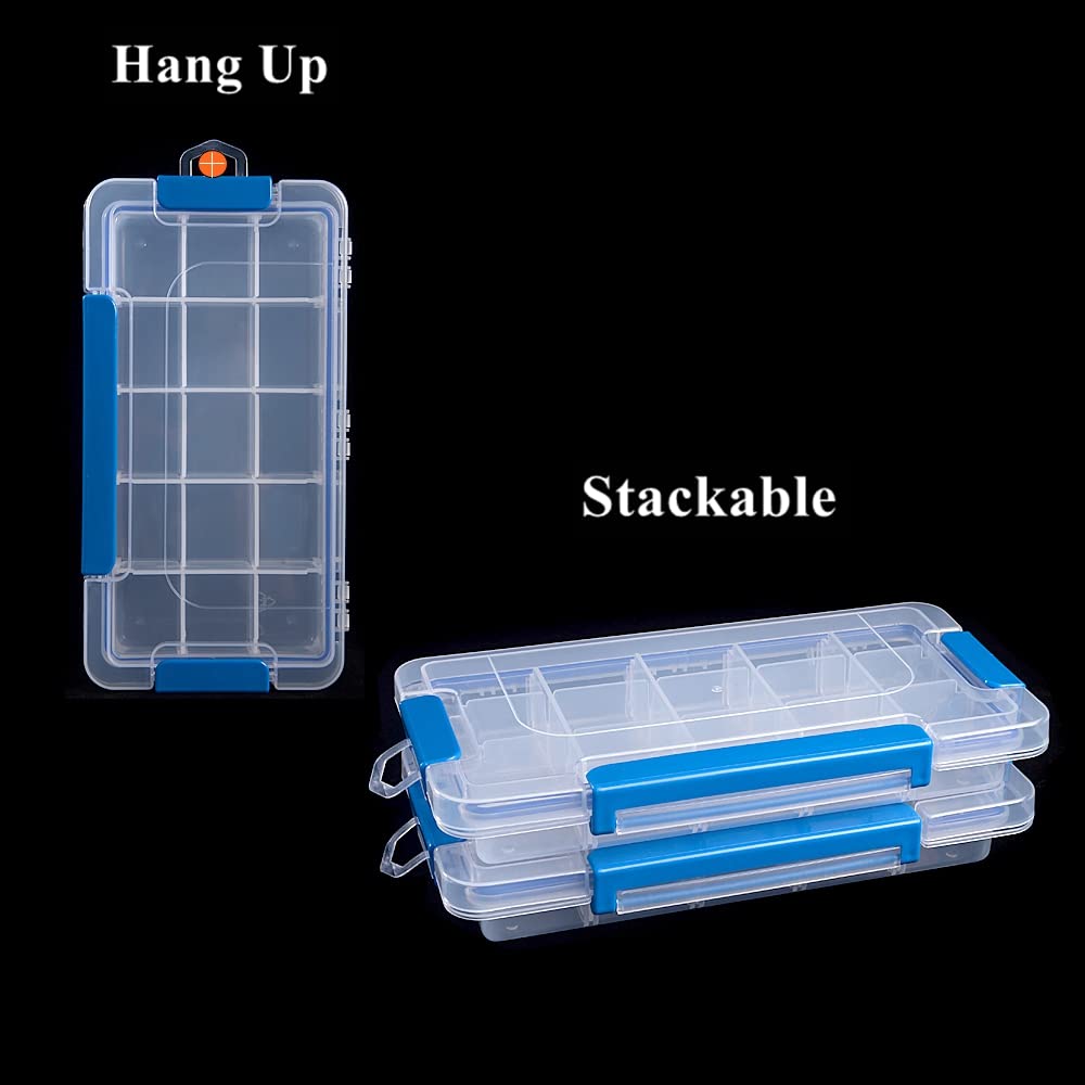 BangQiao Adjustable Plastic Divider Storage Box Container for Bead, Button, Small Parts,15 Grids, Pack of 3, Clear