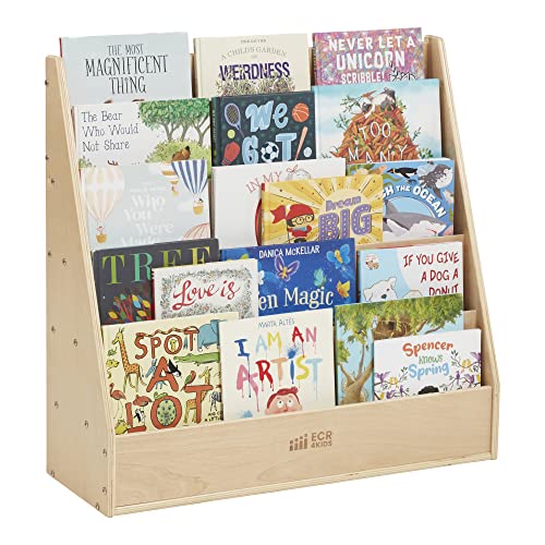 ECR4Kids Streamline Single-Sided Book Display with Storage, Classroom Bookshelf, Natural