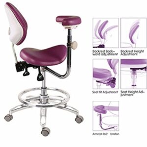 Aphrodite Dental Deluxe Mobile Saddle Chair Micro Fiber Leather Assistant Doctor Stools High End by Purple-Violet