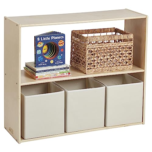 ECR4Kids Streamline 2-Shelf Double-Sided Storage Cabinet, 30in, Classroom Storage, Natural