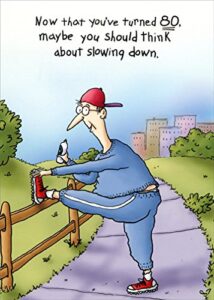 stretching jogger - oatmeal studios funny 80th birthday card