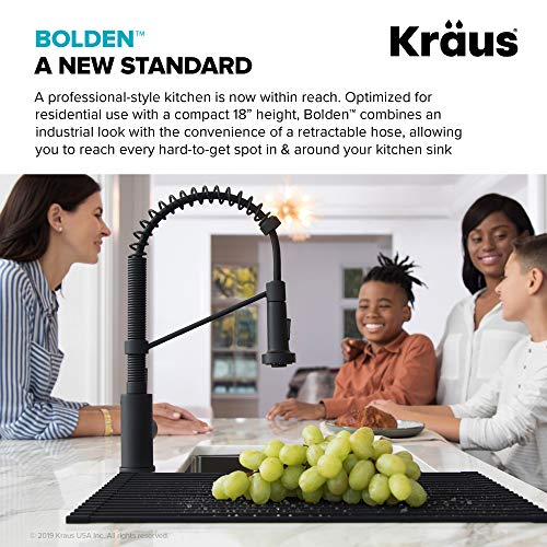 KRAUS Bolden Commercial Style 2-Function Single Handle Pull Down Kitchen Faucet in Stainless Steel/Matte Black, KPF-1610SSMB (Pack of 1)