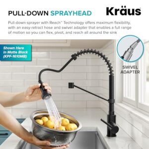 KRAUS Bolden Commercial Style 2-Function Single Handle Pull Down Kitchen Faucet in Stainless Steel/Chrome, KPF-1610SSCH (Pack of 1)