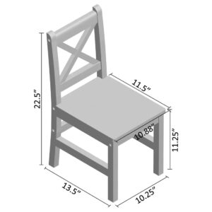 eHemco Solid Hard Wood Kids Table and Chair Set (2 Chairs Included), Coffee, 3 Piece Set