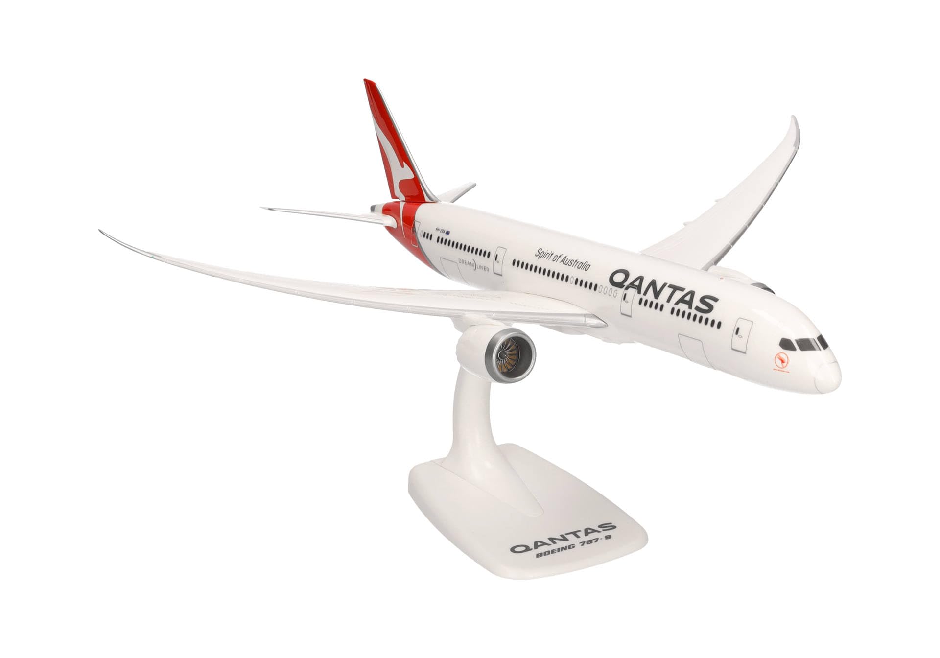 Herpa Snap-fit Airplane Model Boeing 787-9 Dreamliner Qantas on Scale of 1:200, Plastic Miniature with pedastal, Model Building, Collectors Edition