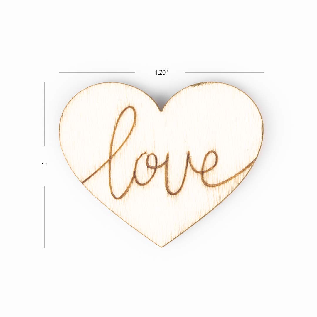 Andaz Press Engraved Wood Heart Confetti, Love, 100-pack, Wood Confetti Hearts For Wedding Engagement Party Confetti, Bridal Shower Confetti For Tables, Bridal Shower Table Decorations