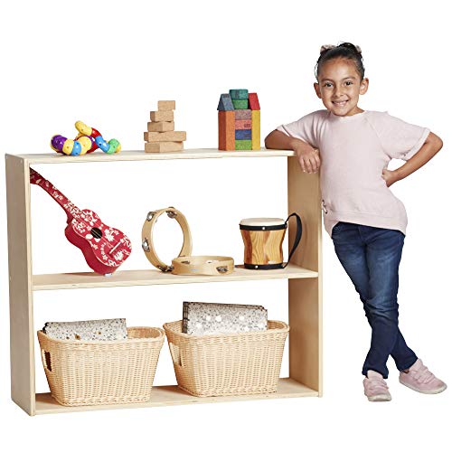 ECR4Kids Streamline 2-Shelf Double-Sided Storage Cabinet, 30in, Classroom Storage, Natural