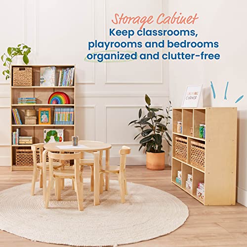 ECR4Kids Streamline 8-Compartment Storage Cabinet, 36in, Classroom Furniture, Natural