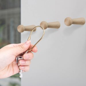 Svaitend Screw-On Solid Wood Hook Coat Hook Towel Hook Shaker Pegs for Bathroom Livingroom Garden 10 Pieces (No Paint)