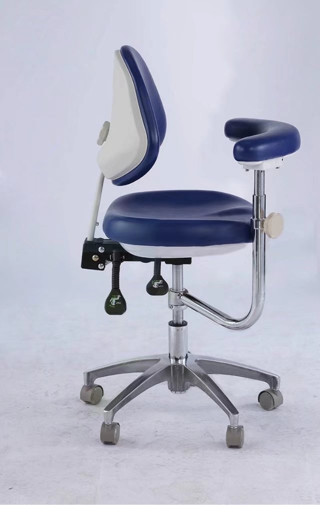 Aphrodite Dental Stool Assistant Stool Dental Assistant Chair with Armrest PU Leather Height Adjustable by Purple-Violet