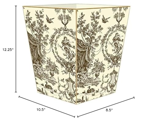 Marye-Kelley WB546-Brown & Creme Toile Wastepaper Basket