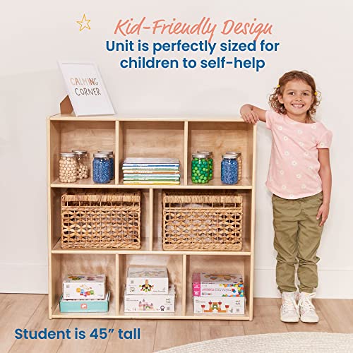 ECR4Kids Streamline 8-Compartment Storage Cabinet, 36in, Classroom Furniture, Natural