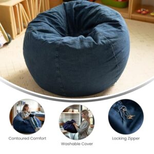 Flash Furniture Dillon Small Bean Bag Chair for Kids and Teens, Foam-Filled Beanbag Chair with Machine Washable Cover, Denim