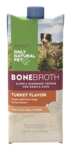 only natural pet bone broth turkey flavor dog & cat meal topper, 100% human-grade slow-simmered, free-range for dry food or to hydrate dehydrated food - (2-pack / 11.16 oz each)