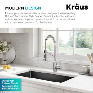 KRAUS Bolden Commercial Style 2-Function Single Handle Pull Down Kitchen Faucet in Stainless Steel/Chrome, KPF-1610SSCH (Pack of 1)