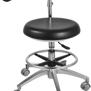 Dental Assistant Chair Hospital Nurse Stool Seat Height Adjustable PU Leather Black