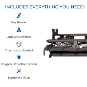 Duluth Forge DLS-24T-1 Dual Fuel Ventless Fireplace Logs Set with Thermostat, Use with Natural Gas or Liquid Propane, 33000 BTU, Heats up to 1100 Sq. Ft, Split Red Oak, 24 Inches