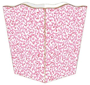 marye-kelley wb871- pink waverly scroll wastepaper basket