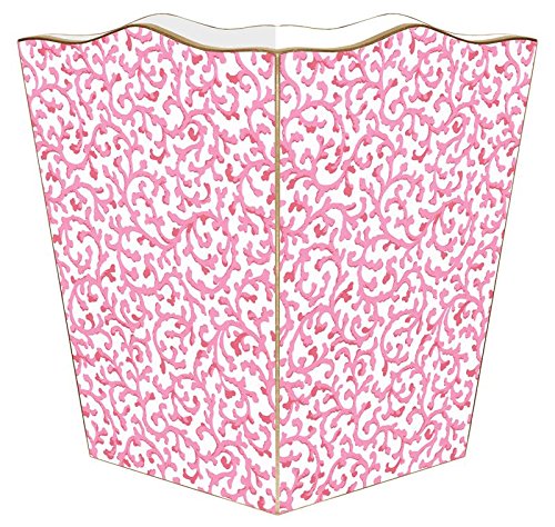 Marye-Kelley WB871- Pink Waverly Scroll Wastepaper Basket