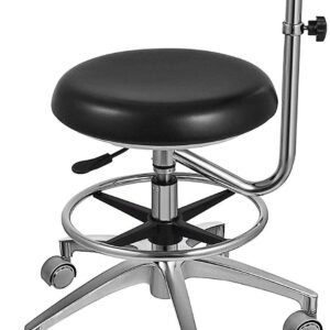 Dental Assistant Chair Hospital Nurse Stool Seat Height Adjustable PU Leather Black