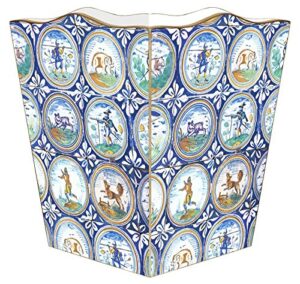 marye-kelley wb562-delft tile provencial wastepaper basket