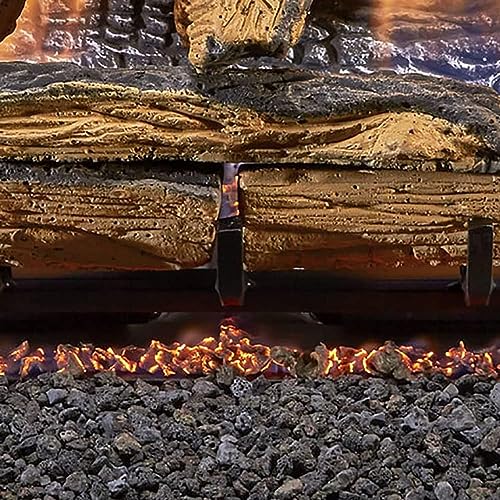 Duluth Forge DLS-24T-1 Dual Fuel Ventless Fireplace Logs Set with Thermostat, Use with Natural Gas or Liquid Propane, 33000 BTU, Heats up to 1100 Sq. Ft, Split Red Oak, 24 Inches