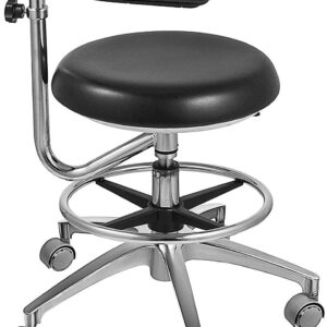 Dental Assistant Chair Hospital Nurse Stool Seat Height Adjustable PU Leather Black